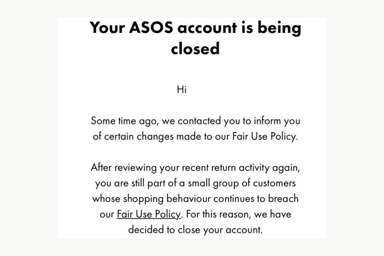 ASOS is now permanently banning shoppers - but it doesn’t address a ...