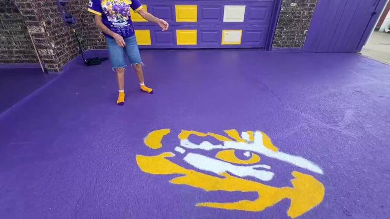 Check out this LSU superfan’s home draped in purple and gold