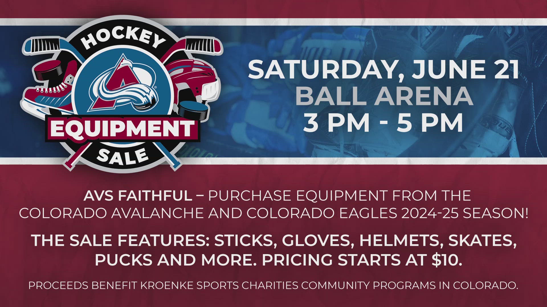 Colorado Avalanche selling used equipment at Ball Arena