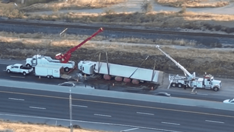 Semi flipped on HWY 99 causes major traffic
