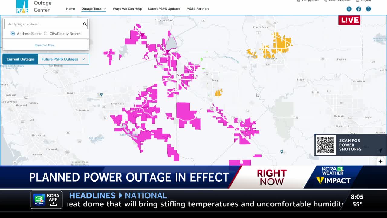 Planned PG&E power outages continue in Northern California