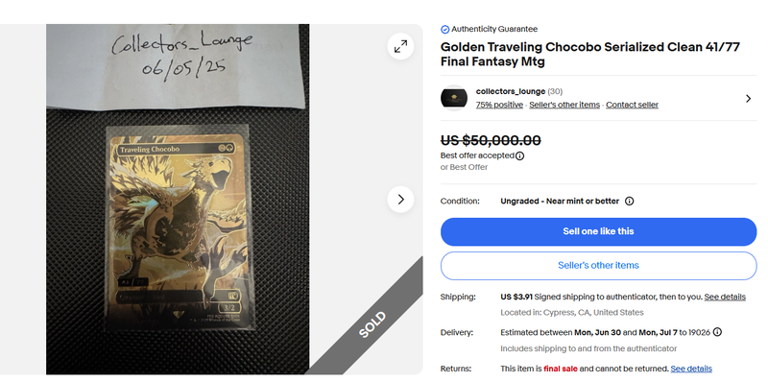 Someone Already Tried Selling Magic: The Gathering's Golden Chocobo ...