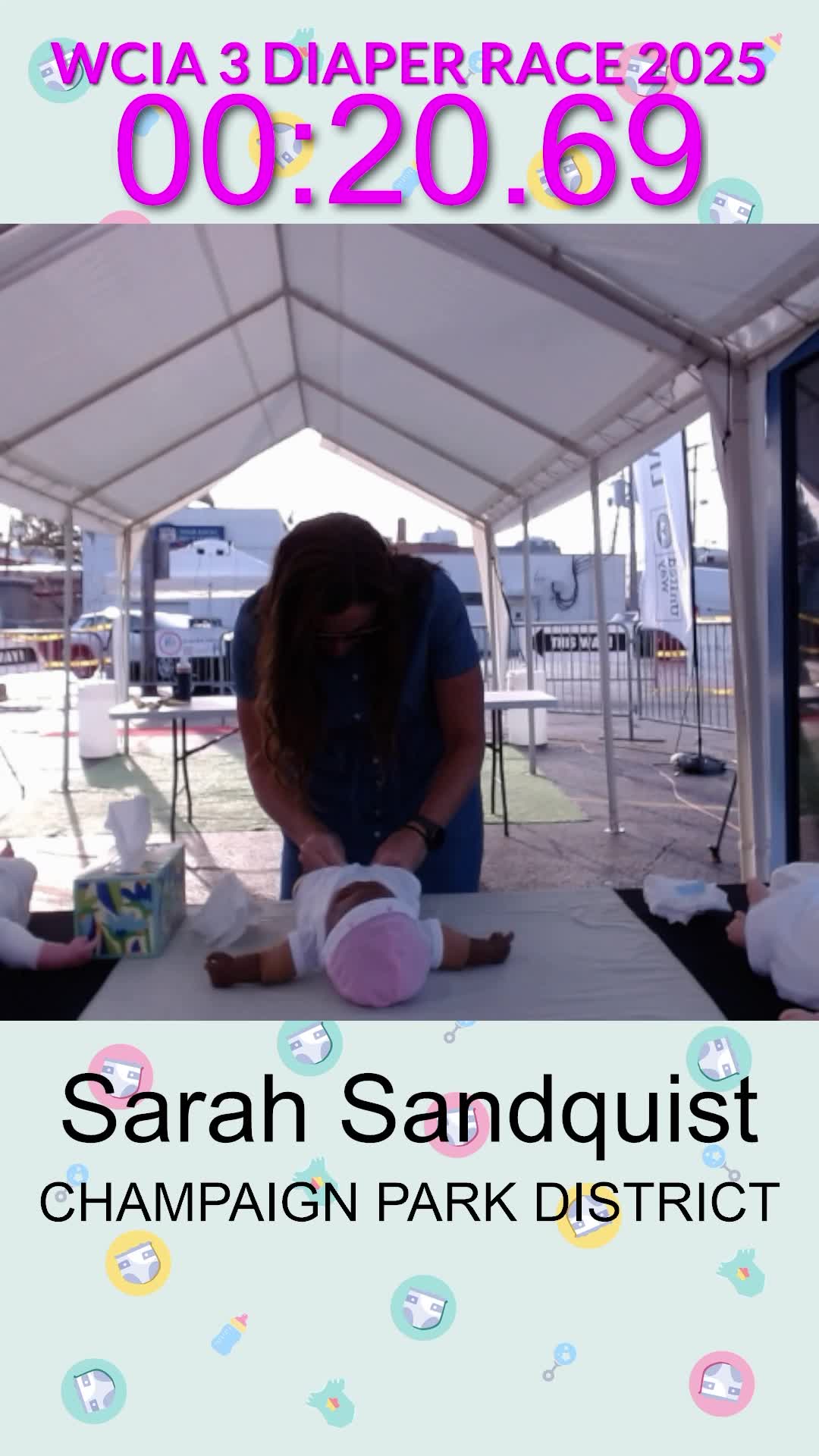 Sarah Sandquist competes in diaper race