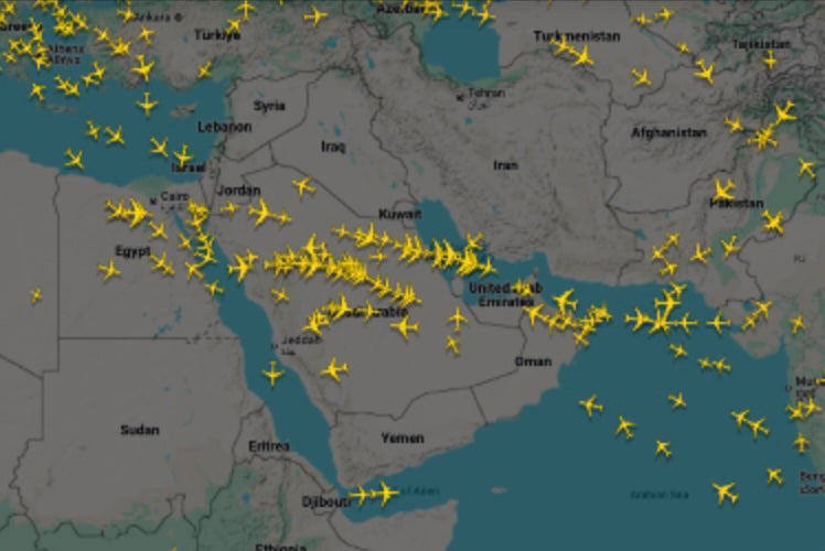 Stunning map shows the lengths pilots go through to avoid conflict zones