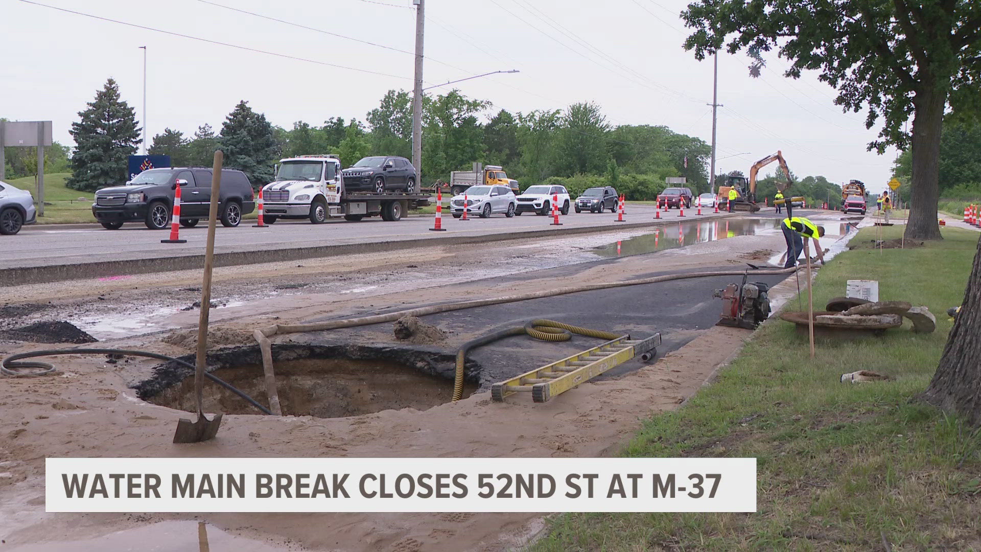 Water main break forces closure of portion of Kentwood road
