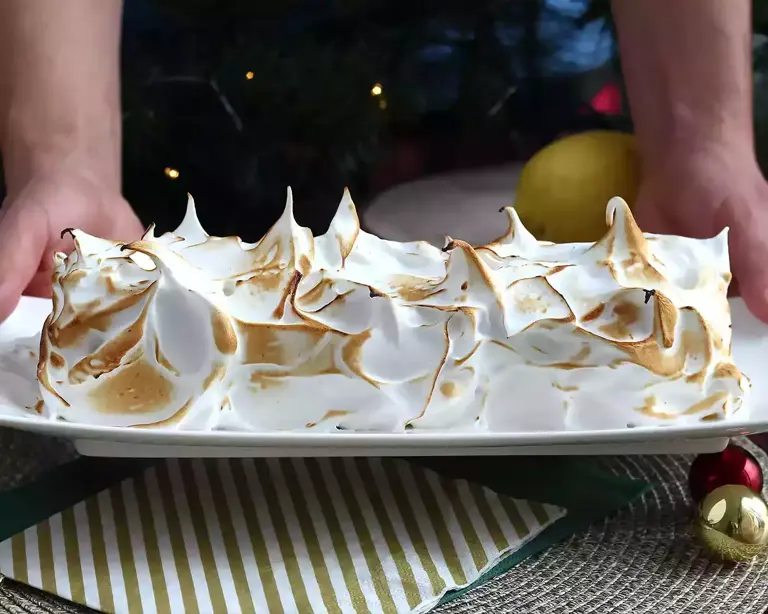 Lemon meringue tart yule log