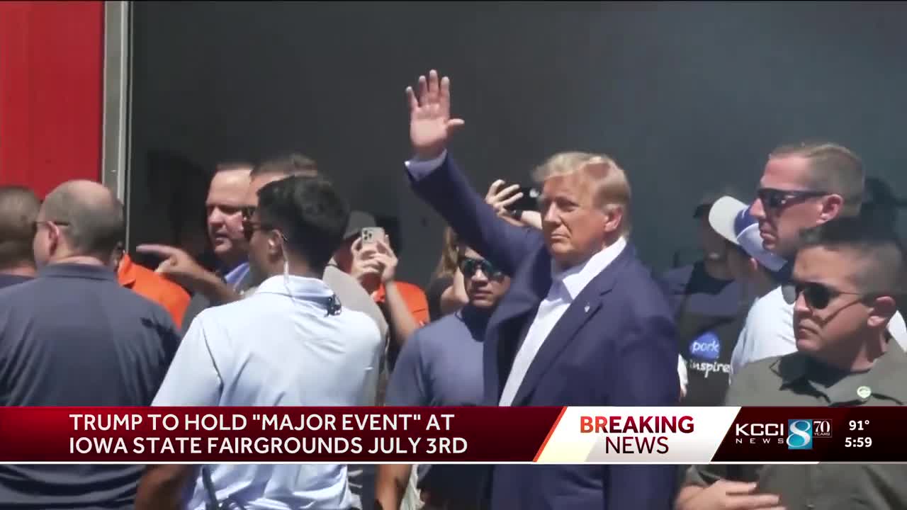 President Donald Trump announces speech at Iowa State Fairgrounds