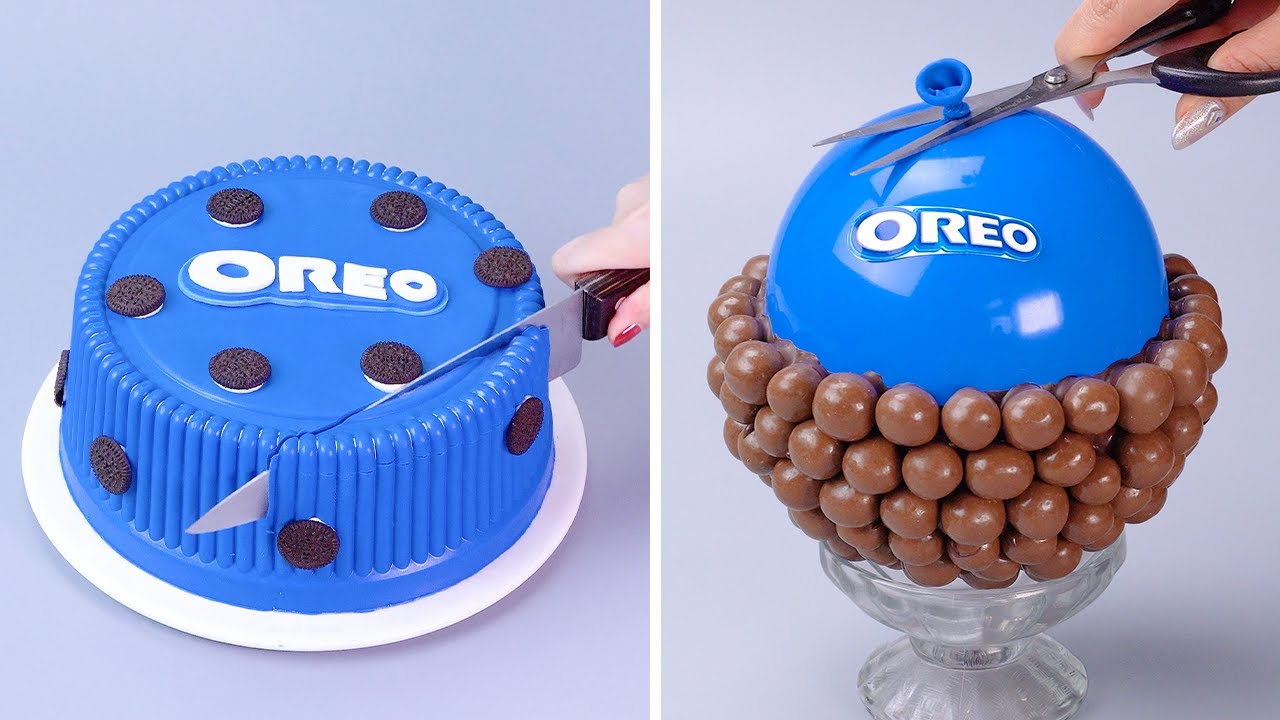 Kue Oreo Biru Glossy 🎂 | Balon Cokelat Meledak Satisfying 🍫 | Tutorial ...