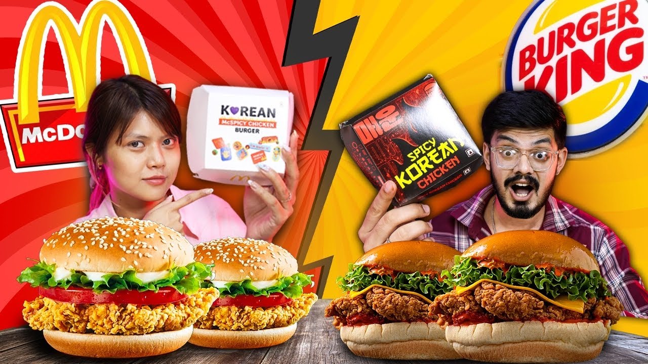 McDonald’s vs Burger King: Korean Spicy Burger Taste Test | Burger ...