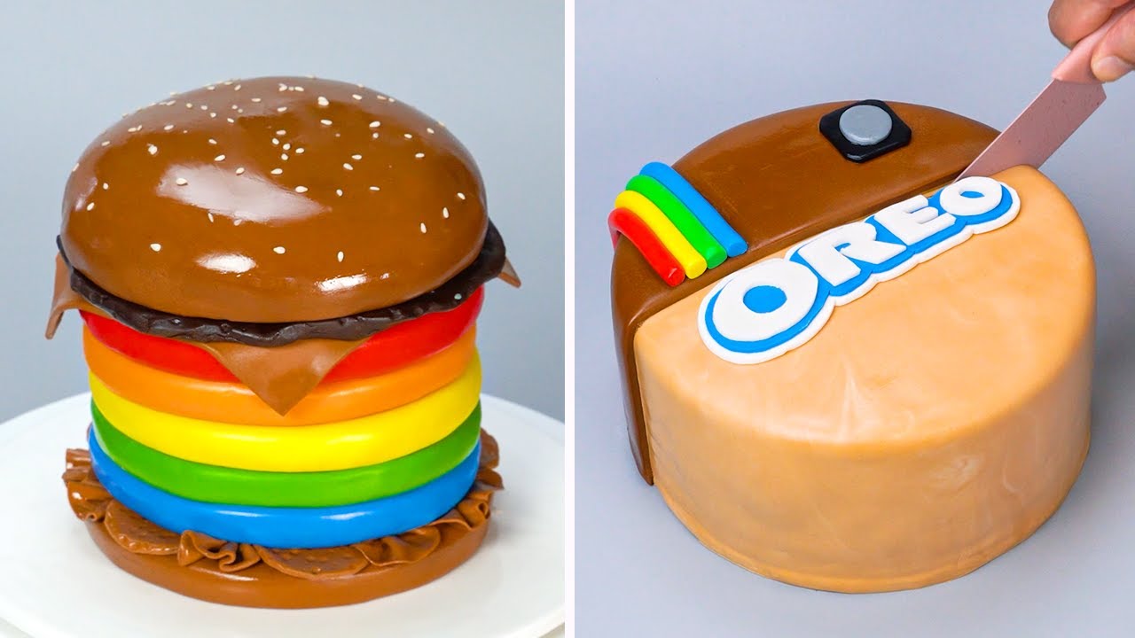 Burger Pelangi Raksasa 🍔🌈 | Kue Oreo Kamera Lucu 🎂 | Tutorial Kue ...