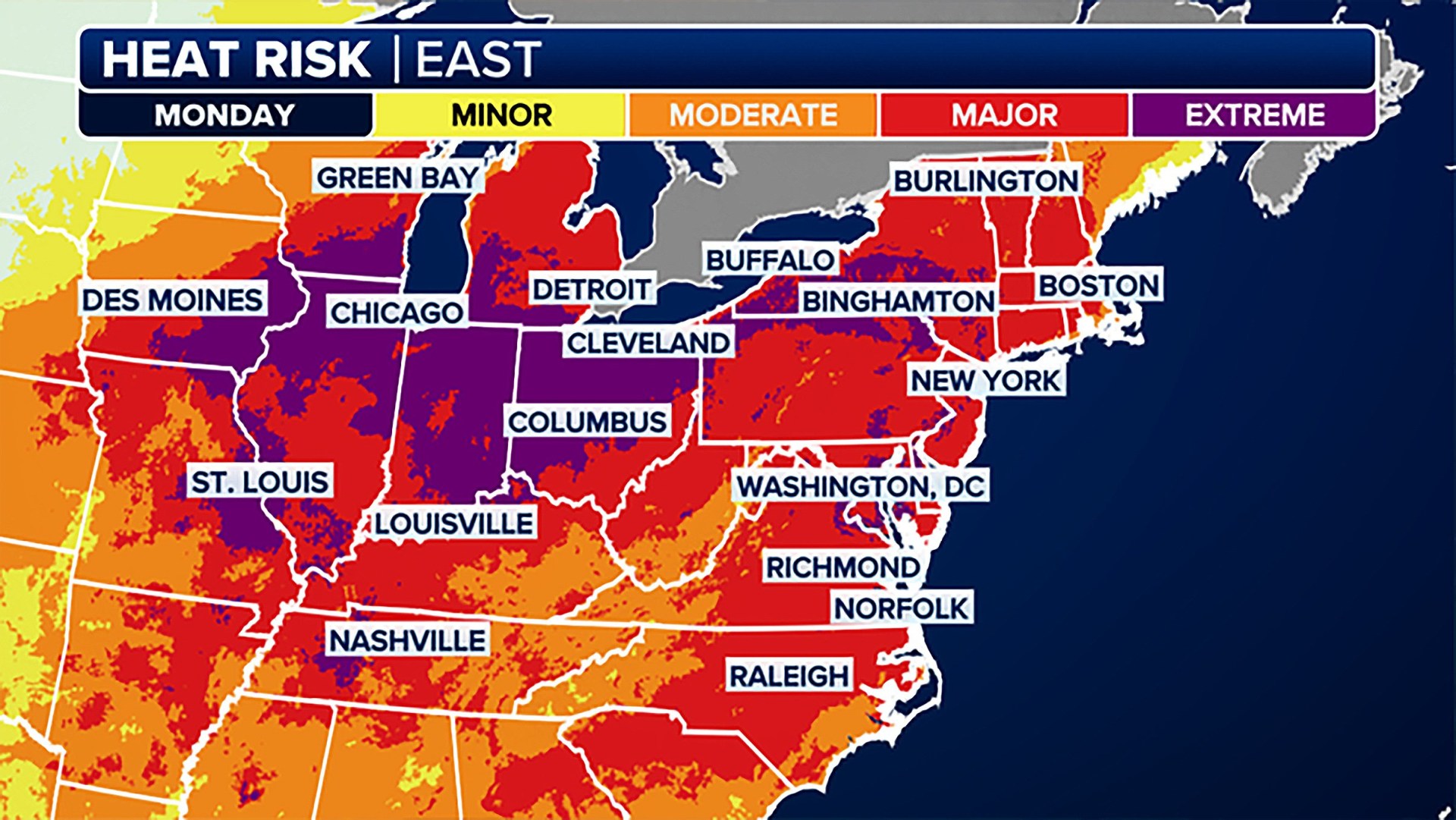 Map shows US heat dome set to break records