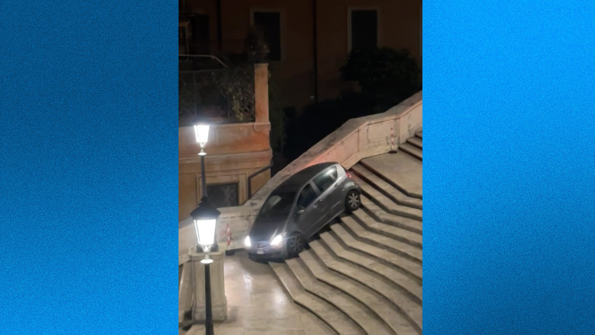 Wrong turn sends driver down Spanish Steps, car lifted by crane, video ...