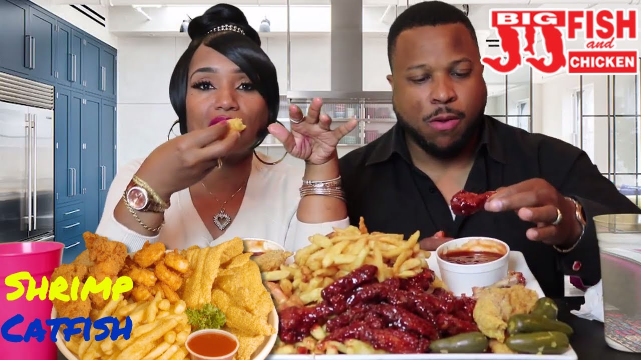 Catfish and jumbo shrimp mukbang from JJ Fish