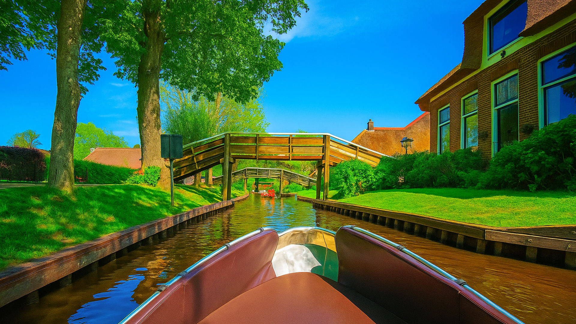 4K Scenic Boat Tour in Giethoorn – Dutch Water Village with Peaceful Music