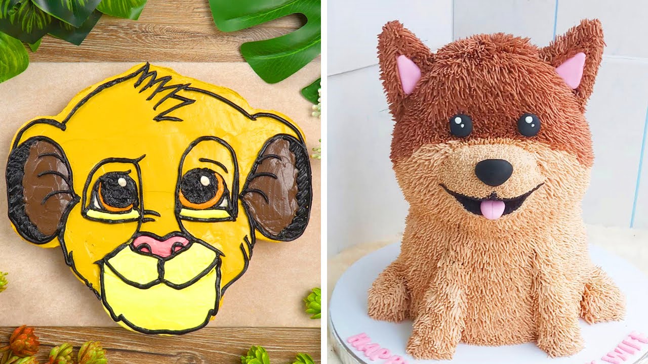 How to Make Satisfying Animal Cakes 🦁🐶 | Lion Face Cake & 3D Dog Cake ...