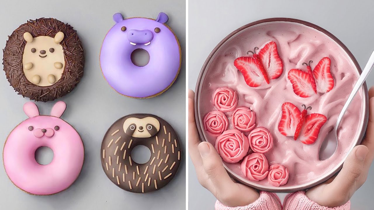 How to Make Satisfying Animal Donuts & Butterfly Smoothie Bowl 🐰🦋🍓 ...