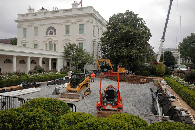 New Photos Show Latest as White House Rose Garden Is Bulldozed, Paved ...