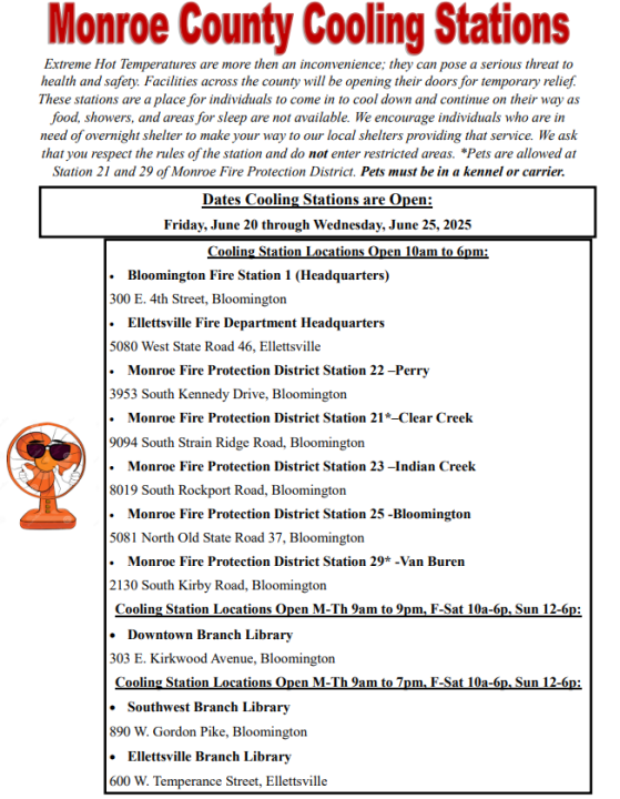 Monroe County opens cooling stations amid heat wave