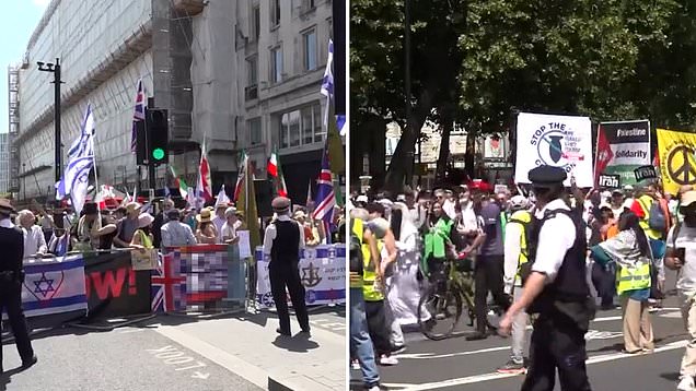 Thousands of Pro-Palestine and pro-Israel protestors march in London