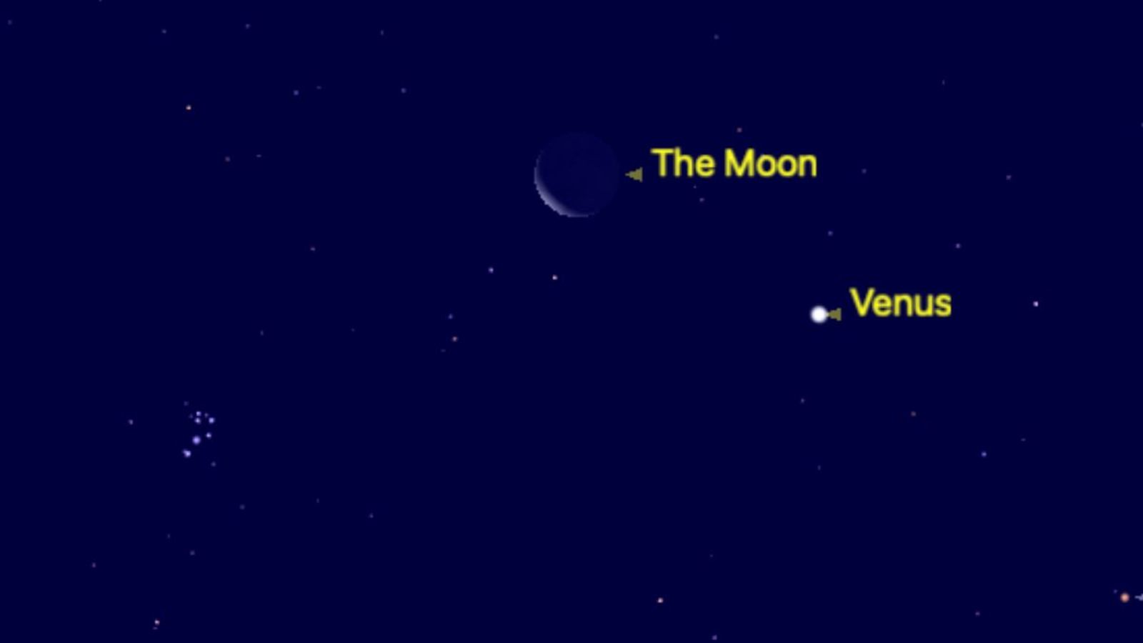 See the moon, Venus and the Pleiades make a celestial triangle in the predawn sky on June 22
