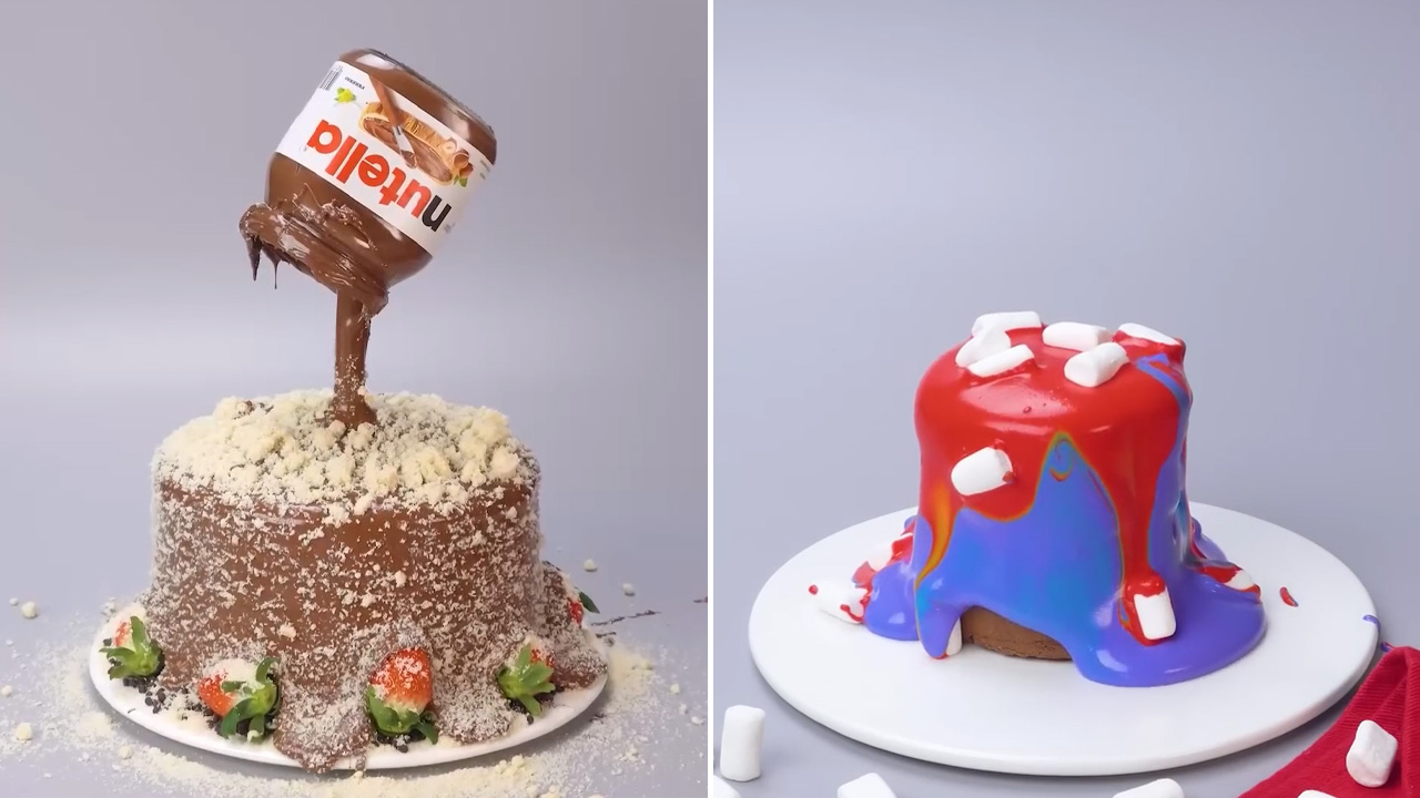 Nutella Magic Cake & Rainbow Drip Delight 🍫🌈 | Ultimate Sweet Creations