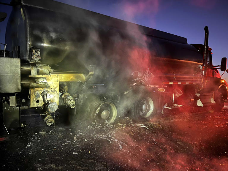 Gasoline truck caught fire while driving in Oakdale on State Route 120 ...