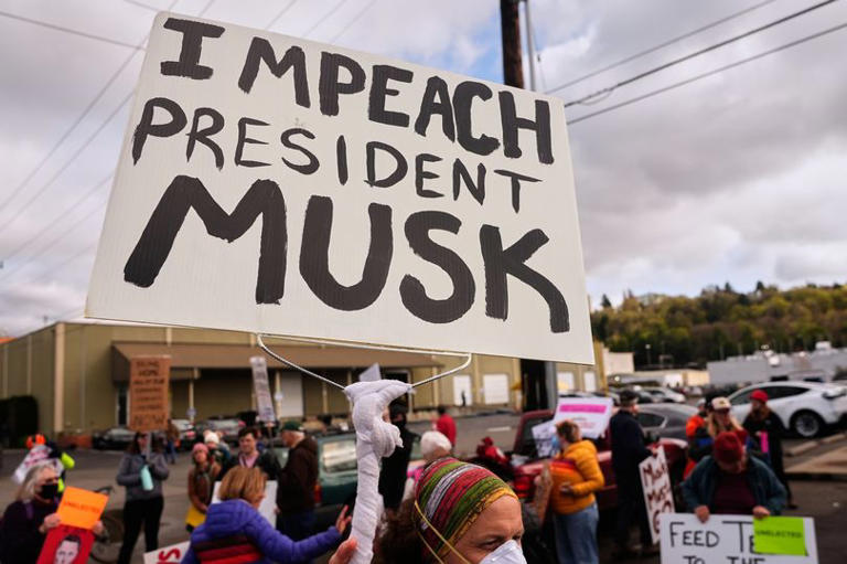 Nationwide 'Musk Must Fall' protests target Tesla CEO on his birthday