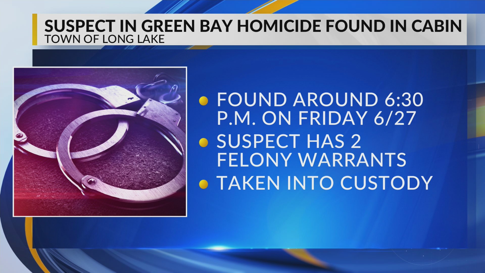 Suspect in Green Bay homicide investigation found at cabin in northern ...