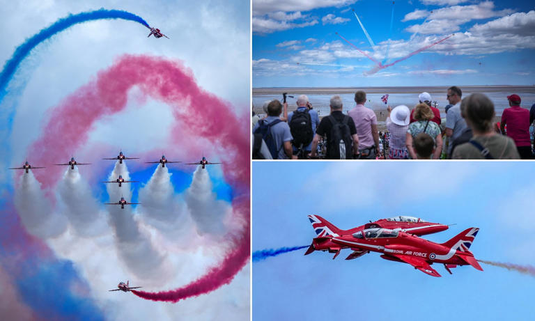 Incredible moment Red Arrows perform loop-the-loop above 200,000 crowd ...