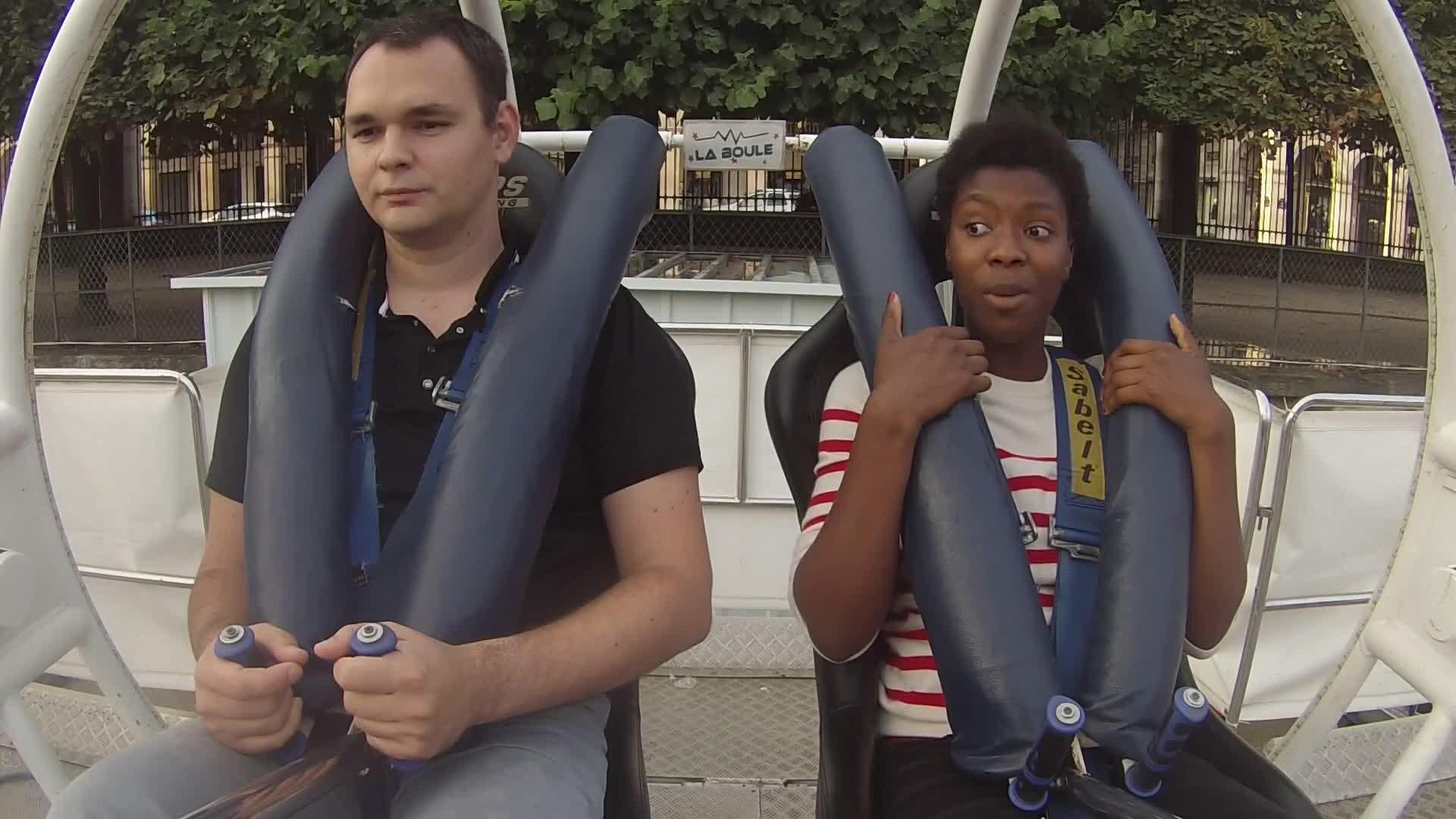 Woman Freaks out on Slingshot Ride in Paris