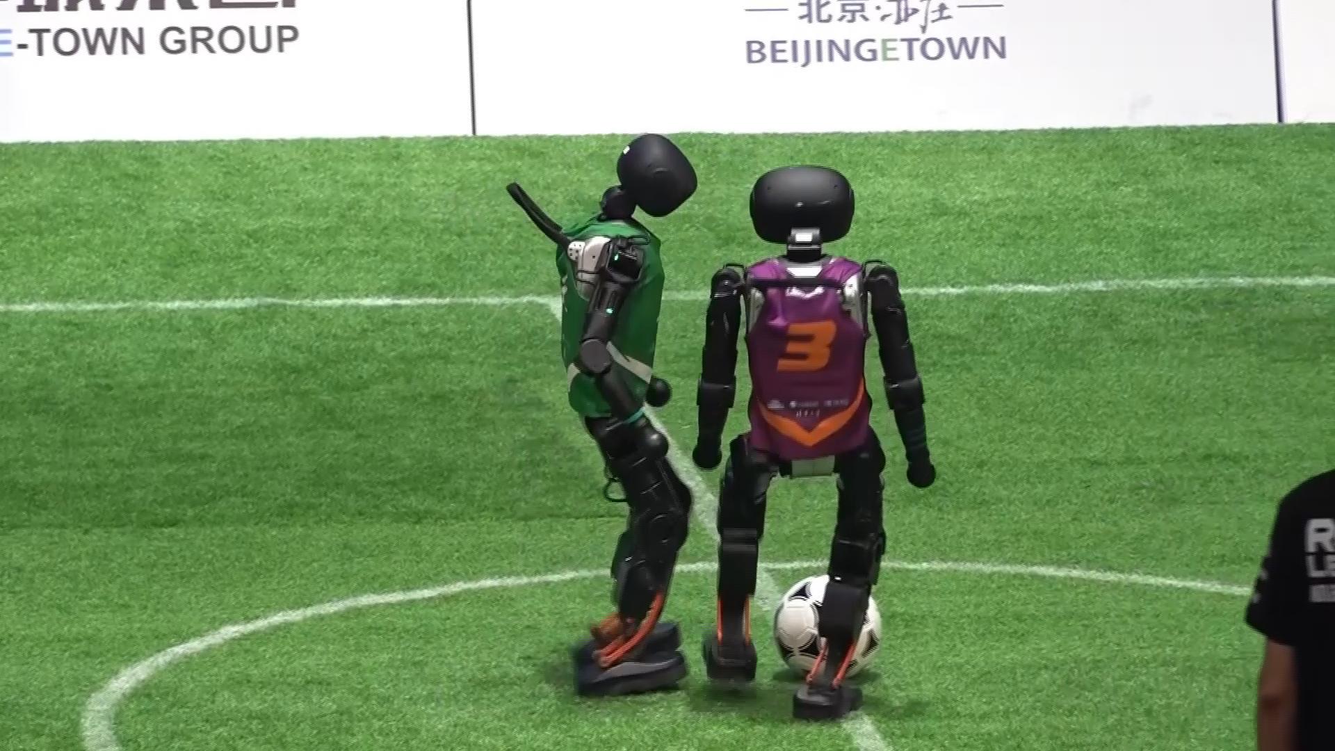Beijing hosts China's first fully autonomous 3-on-3 AI robot soccer match