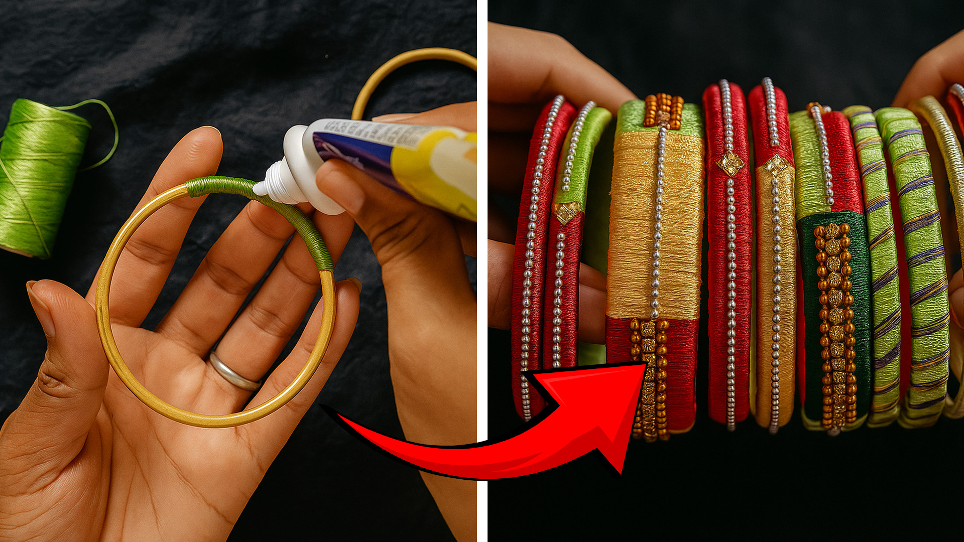 DIY Silk Thread Bangles | Upcycled Multi-Color Design for Mother’s Day 🎁