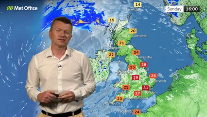 Met Office Sunday afternoon weather 29/06/2025