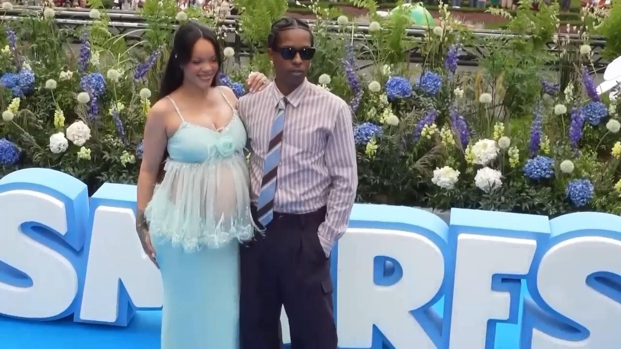 Rihanna hits the blue carpet for 'Smurfs' premiere in Brussels