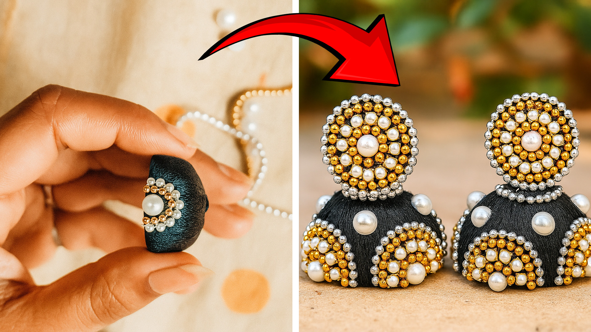 Black Silk Thread Earrings | Handmade Jhumka in Easy Steps for Mother’s ...