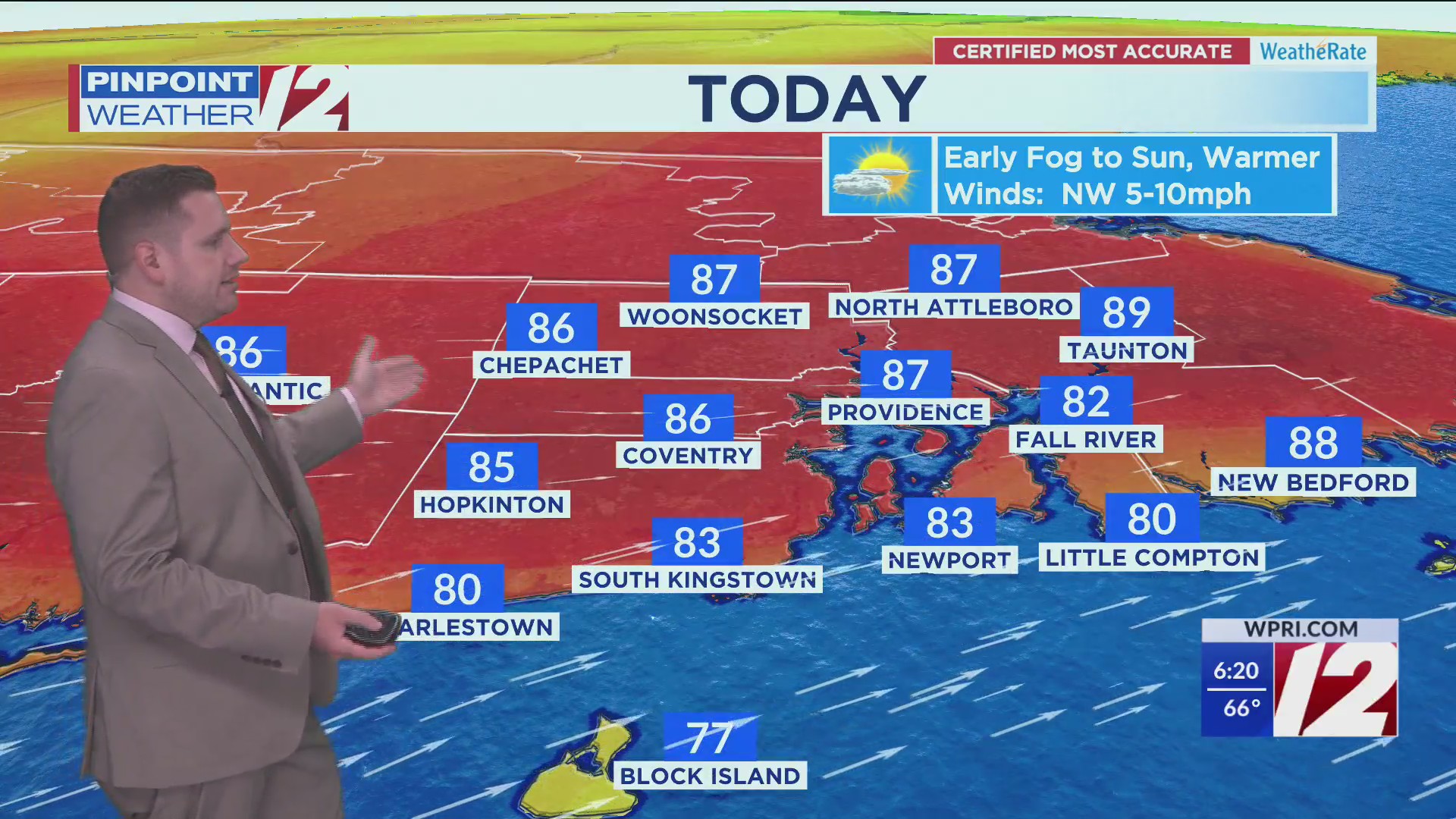 WPRI 12 Weather Forecast 6/29/25: Much Warmer Next Several Days