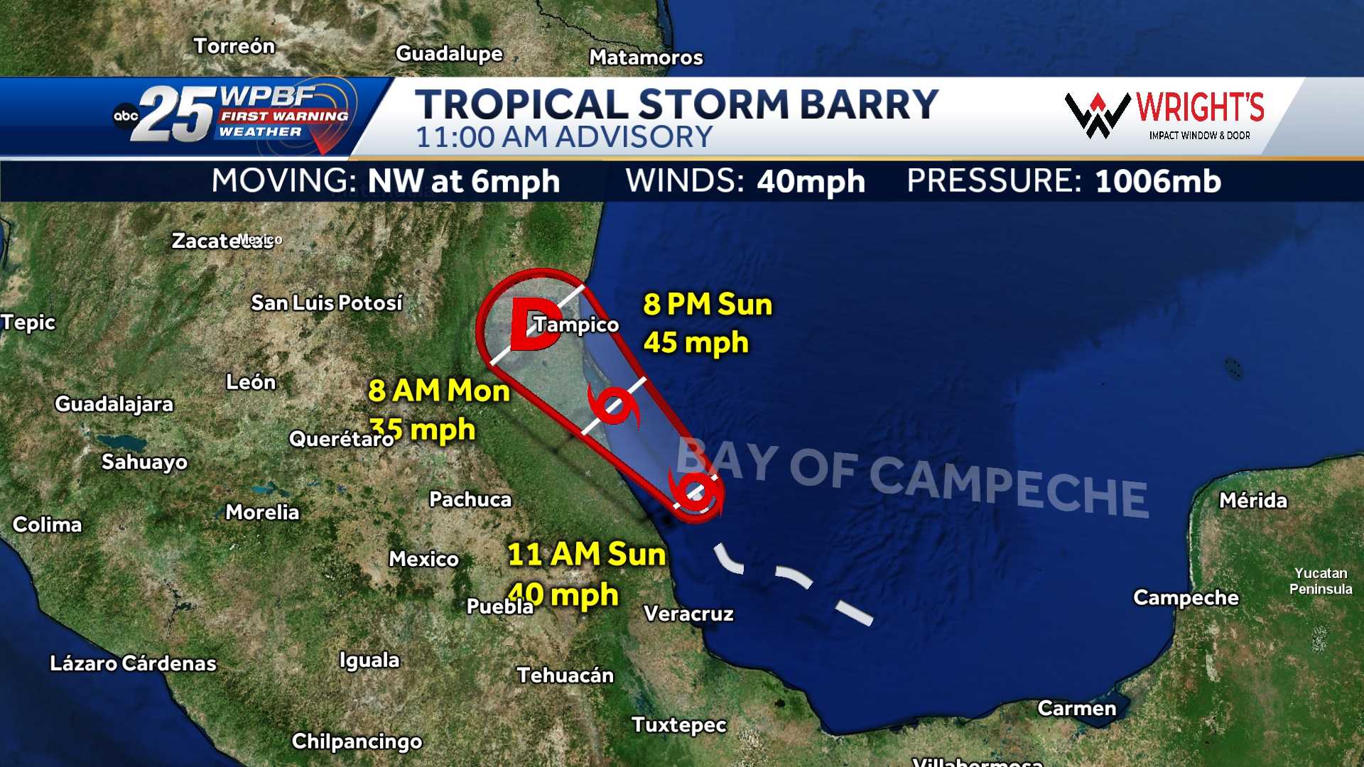Tropical Storm Barry formed near Mexico