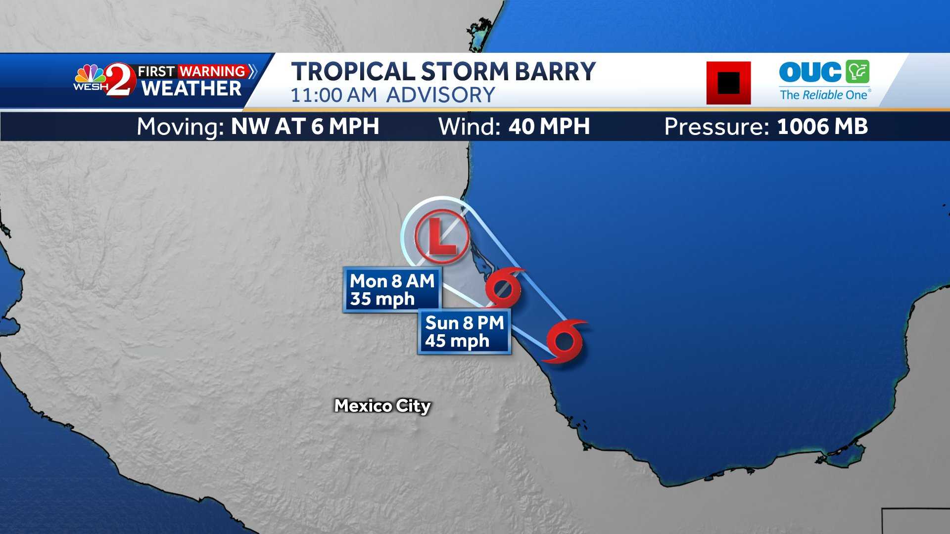 Barry becomes second tropical storm of the season in Atlantic, NHC says