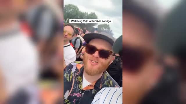 Olivia Rodrigo dances to Pulp on boyfriend’s shoulders in Glastonbury ...