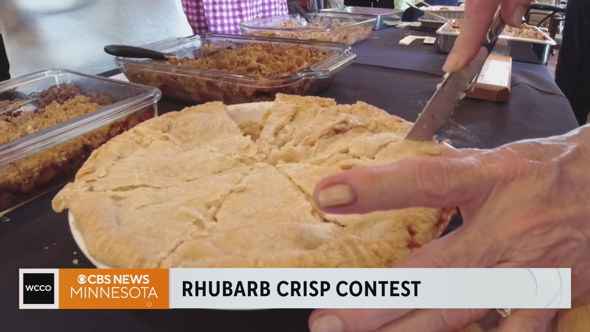 WCCO's Susan-Elizabeth Littlefield judges rhubarb crisp content