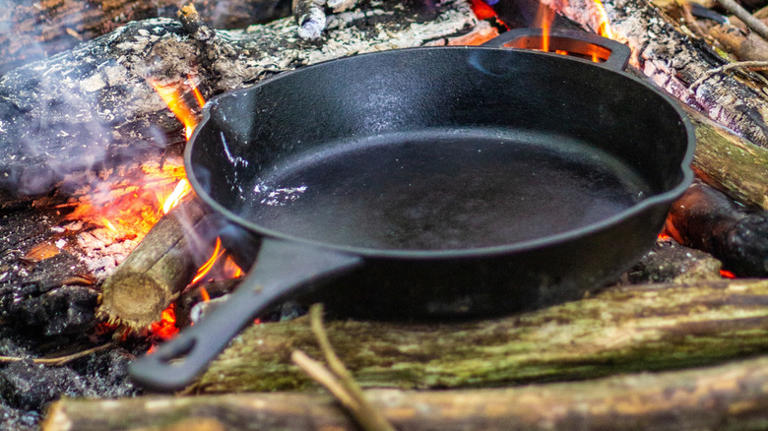 How To Season Cast Iron Over An Open Campfire