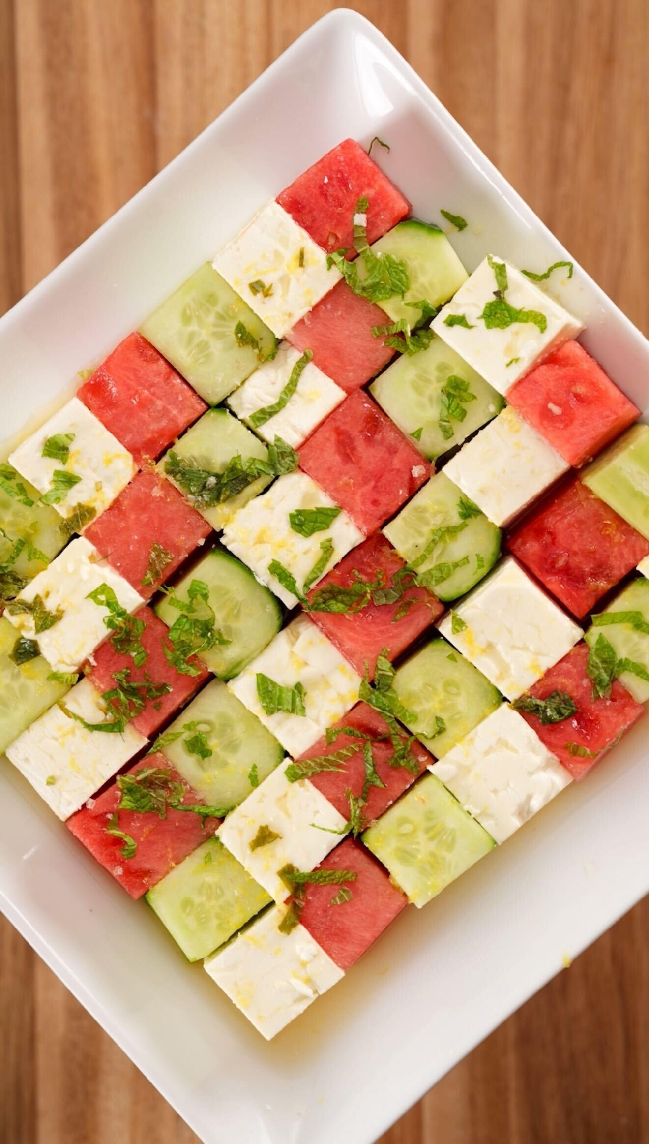 Watermelon Cucumber Feta salad