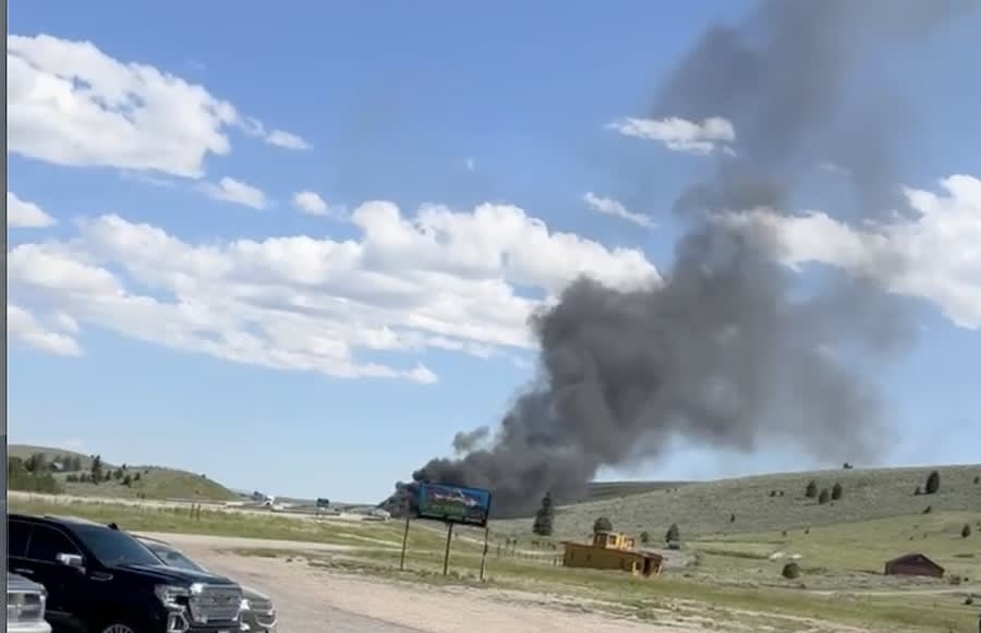 Crews battling fire along I-15 in Clark County