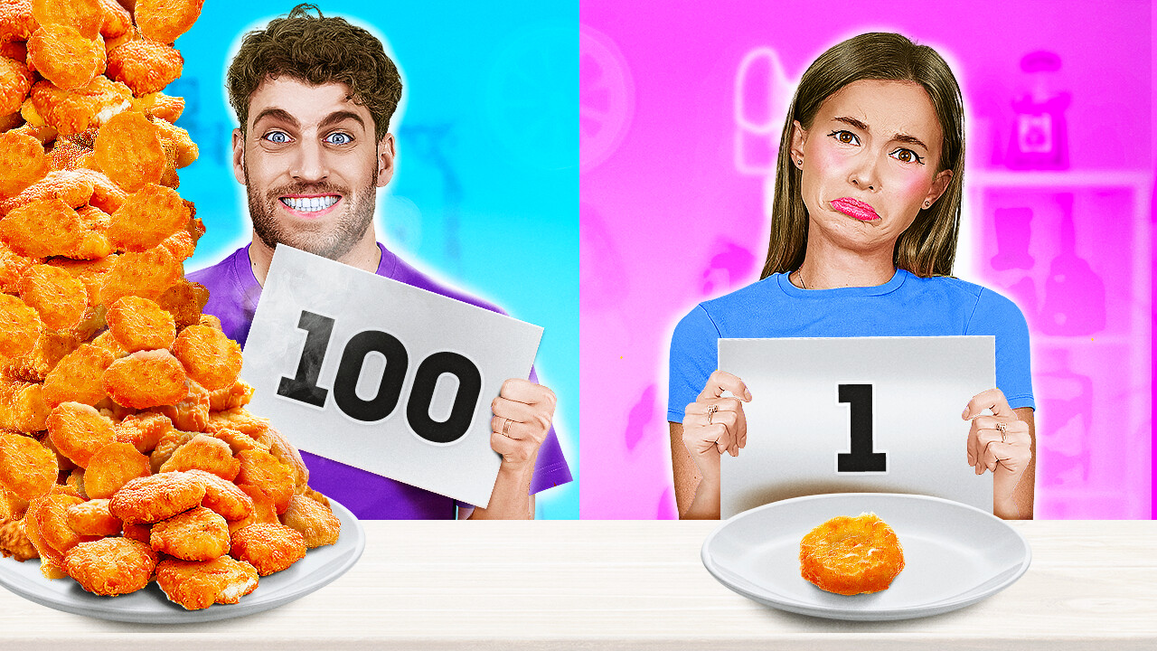 100 Layers Of Food Challenge | Lucky vs Unlucky Eating for 24 hours by ...