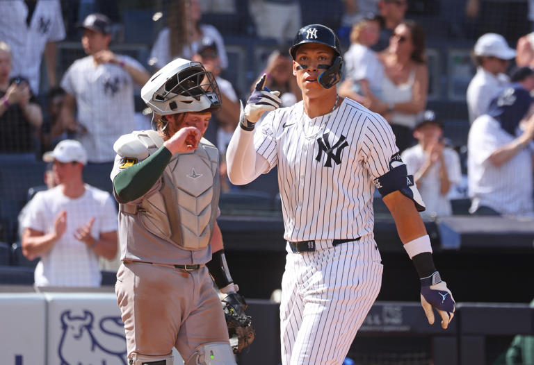 Aaron Judge blasts two homers as Yankees offense comes alive to pound A’s