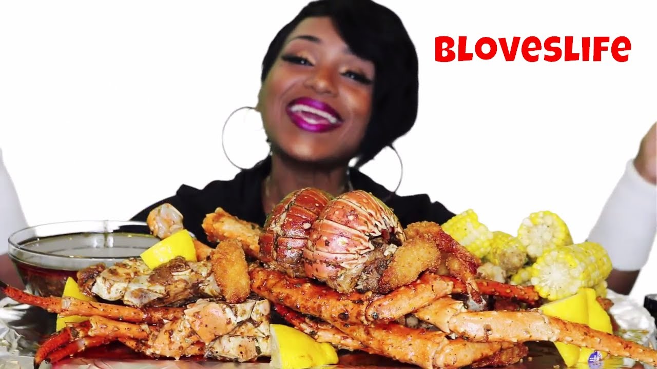Seafood boil with crab, lobster, and shrimp—extra messy