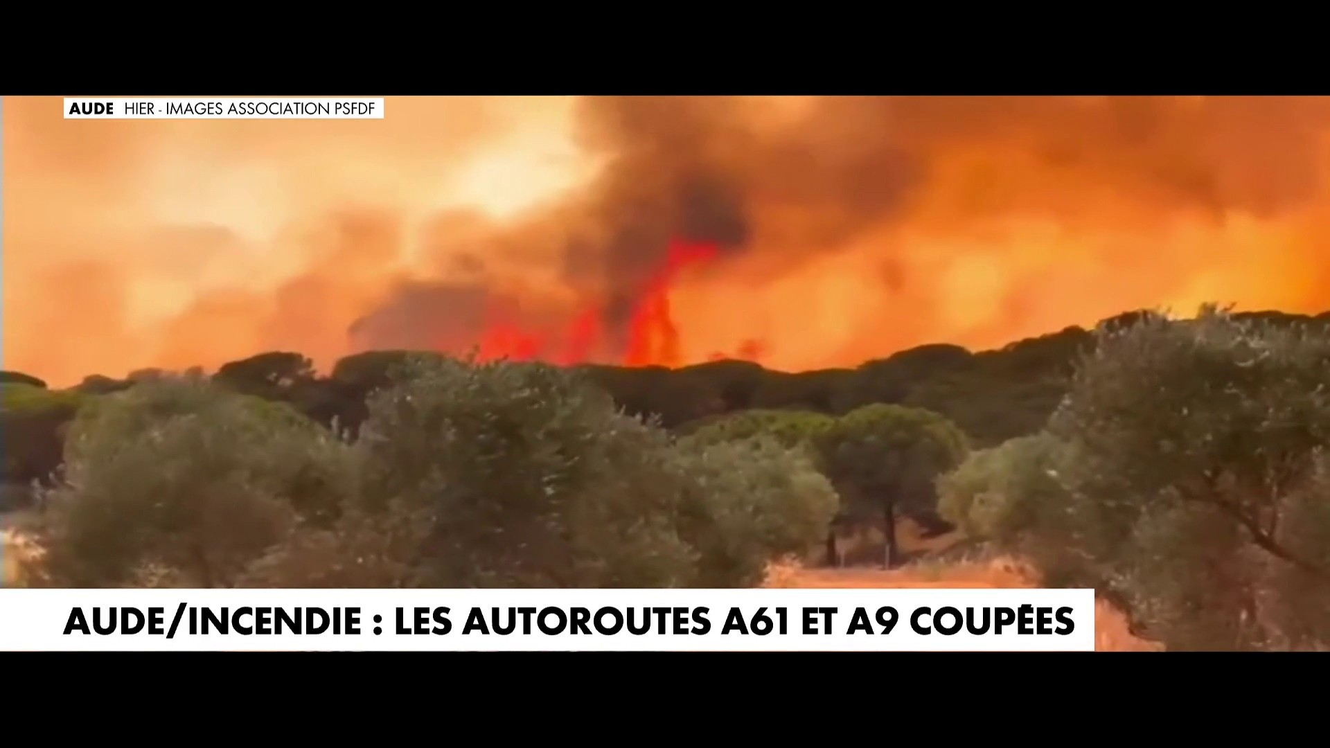 Aude : les autoroutes A61 et A9 coupées par les incendies
