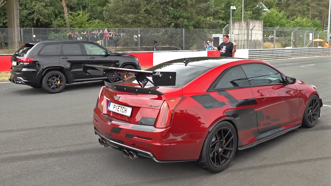 Cadillac ATS-V Coupé vs Jeep Trackhawk 1000CV – Drag Race da 1/4 Miglio!