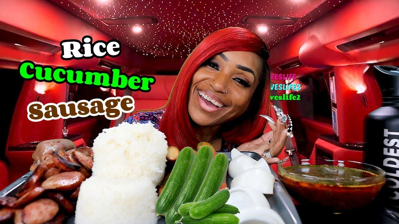 Cucumber, rice, and sausage—no utensils allowed