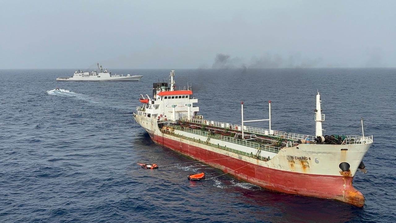 Indian Navy's Daring Rescue In Gulf Of Oman: INS Tabar Battles Blaze On ...